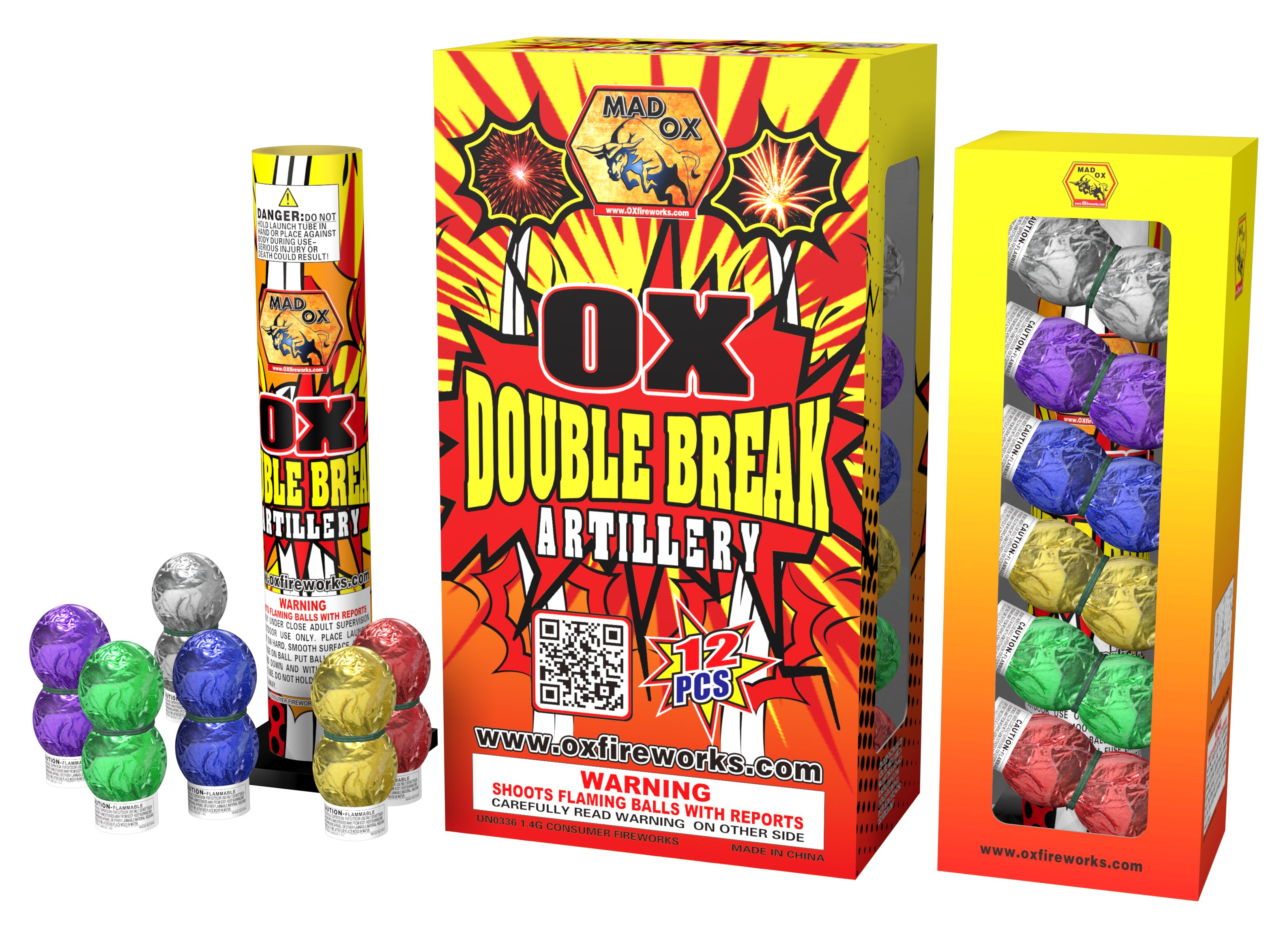 Ox Double Break 12-Shot Ball Shells – Elevated Fireworks