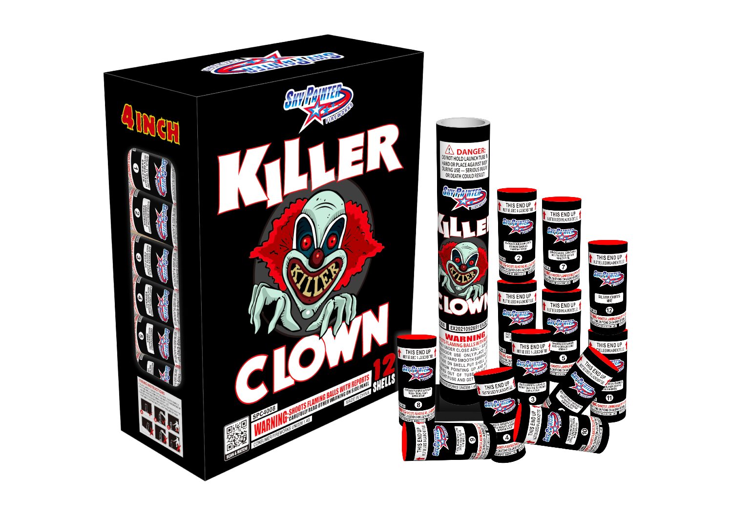 Killer Clown 12-Shot 4 in. Canister Shells – Elevated Fireworks